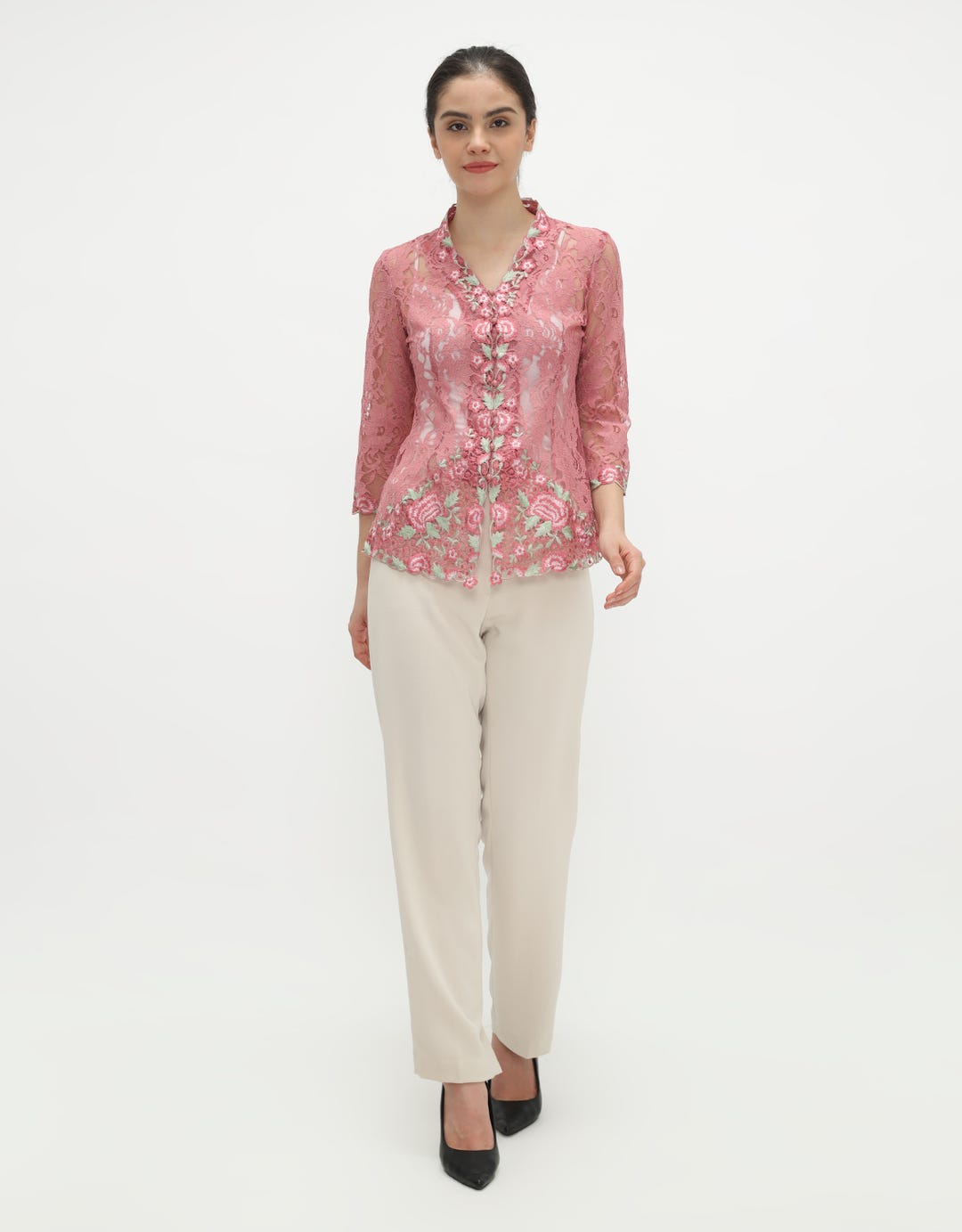 Lyne Halilm Dusty Pink Brukat Blouse Wanita – Matahari.com